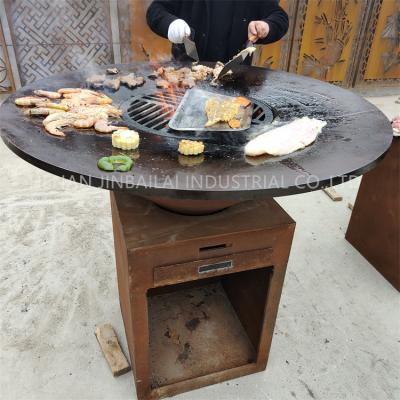 중국 D1000mm Rusty red Corten Steel BBQ Grill Metal Barbecue Grill Outdoor Fireplace 판매용
