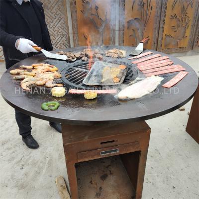중국 D1000mm Rusty red Corten Steel BBQ Grill Metal Barbecue Grill Outdoor Fireplace 판매용