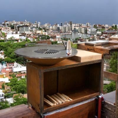 중국 Wood/Charcoal Fuel Steel BBQ Grill with Square Design and Wood Storage 판매용