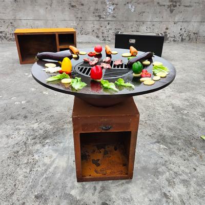 중국 3.5ft 강철 BBQ 그릴  코르텐 화로는 불타고 있는 Bbq 구멍을 나무로 덮습니다 판매용