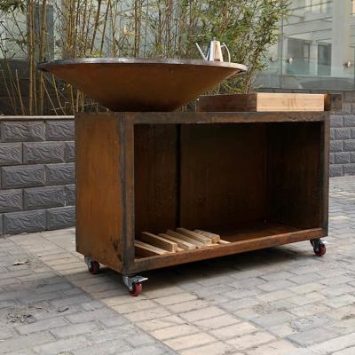 중국 1330 밀리미터 코르텐 강 BBQ 그릴 CE 원목 소각 Bbq 그릴 야영 판매용