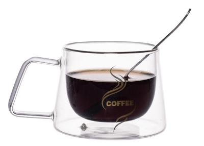 Cina Capacità di vetro doppia unica di logo 200ml delle tazze della tazza di caffè del borosilicato in vendita