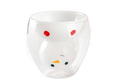 Cina Amichevole eco- della tazza personale doppio pupazzo di neve del regalo animale sveglio di vetro di Natale in vendita