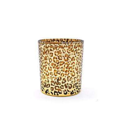 Cina Lo SGS ha glassato il supporto di candela di vetro della stampa nordica del leopardo in vendita