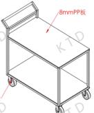 China Trolley - Double-layer flatbed cart, customizable in size and material for sale