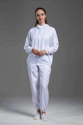 Chine Anti veste statique d'ESD de cleanroom et couleur blanche de vêtements de travail de pantalon se relier au capot pour la classe 100 à vendre