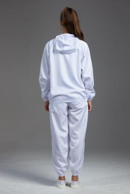 Chine Anti veste statique d'ESD de cleanroom et couleur blanche de vêtements de travail de pantalon se relier au capot pour la classe 100 à vendre