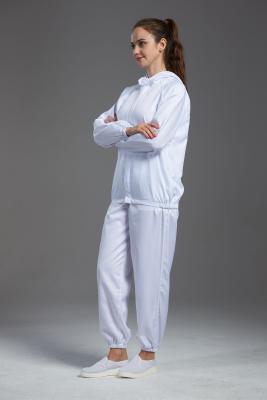 Chine Anti veste statique d'ESD de cleanroom et couleur blanche de vêtements de travail de pantalon se relier au capot pour la classe 100 à vendre