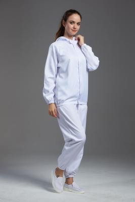 Chine Anti veste statique d'ESD de cleanroom et couleur blanche de vêtements de travail de pantalon se relier au capot pour la classe 100 à vendre