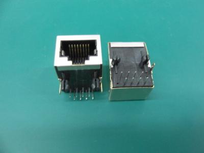 China Escudo RJ45 modular Jack 10/100Base-Tx PA66 del PWB del 90° con el metal Shell en venta