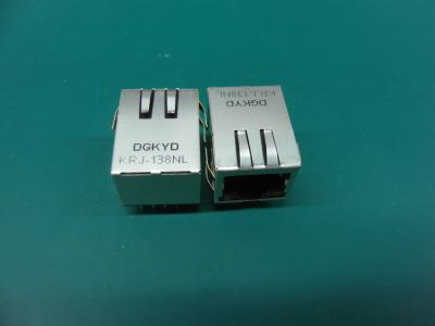 Cina Porto del connettore di grado RJ45 della Linguetta-Giù schermato SGS 90 singolo, distanza 4.9mm del LED in vendita