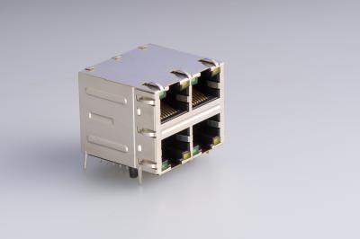 中国 2 x 2 10/Mbps の 100/1000 台の変圧器の港 90 の程度 RJ45 ジャック 販売のため