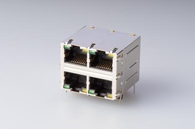 Cina Porto 2 x 2 10/100 connettore del PWB di grado RJ45 di Mbps 90 che protegge colore del LED nessuna EMI in vendita