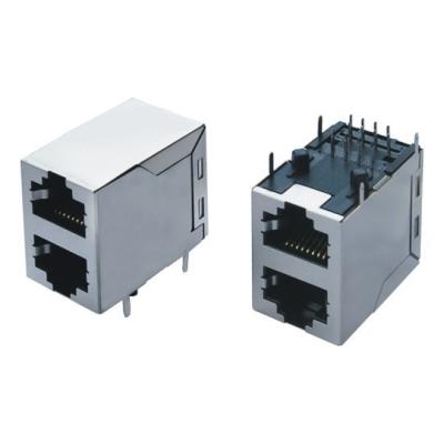 中国 LAN Wifi 1x2 港は 10/100base-T/TX 適用のための RJ45 メス コネクタ KRJ-2013NL を積み重ねました 販売のため