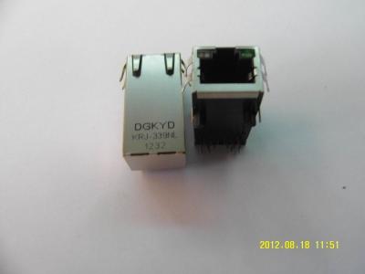 中国 変圧器、33.0mm の Leds が付いている単一の港 10 Pin Rj45 のコネクターとの 1000M RJ45 の上のカスタマイズされたタブ 販売のため