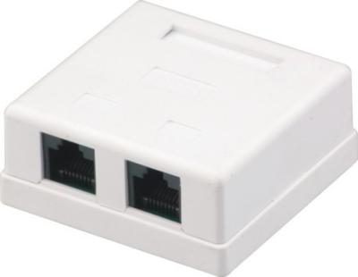 中国 表面の台紙箱のデュアル ポート イーサネットまたは電話港を持つ RJ45 ネットワーク台形ジャック 販売のため