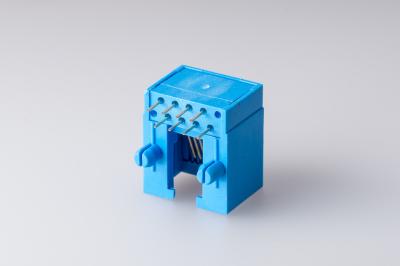 China Color Blue 90 Degree Plastic RJ45 Female Jack 8P8C Single Port No Shield for sale