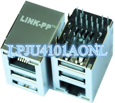 Cina Connettore doppio LPJU4101AONL di XRJB-S-1-86-Z-K6-202 RJ45 USB in vendita