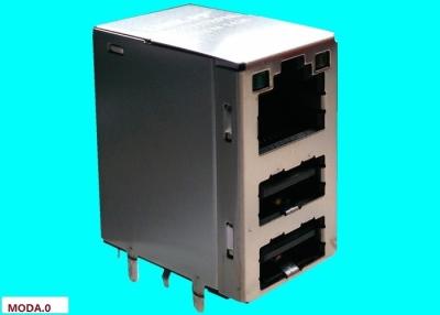 中国 二重 USB LPJU4271A64NL ジャックが付いている 1000Bast-T RJ45 USB のコネクター G27US-31033PA 販売のため