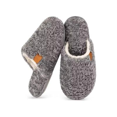 China Custom Logo Memory Foam House Slippers Womens Knitted Slip On Design Silent Sole for sale