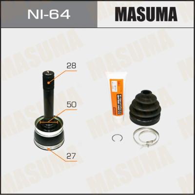 Japanese Car 1989-2002 NI-64 MASUMA Auto 40Cr Shaft CV Joint KDJ125L for NISSAN
