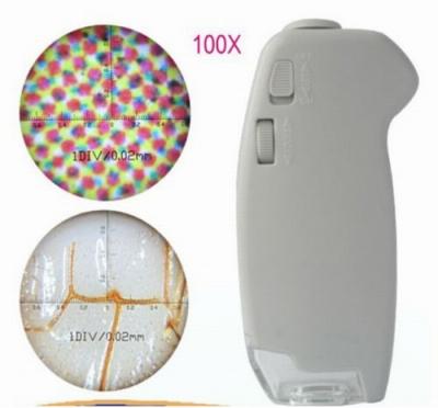 Cina lente della tasca del microscopio del telefono cellulare della maniglia 100X con la scala ROHS in vendita