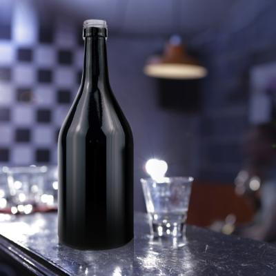 China CORK Sealing Type Custom Screen Logo Printing Black Glass 500ml 750ml Champagne Wine Bottle for sale