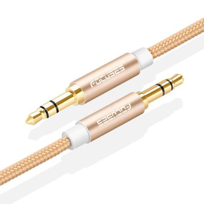 중국 입체 음향 보조 케이블 나일론 제직물 3.5 Mm 보조 오디오 케이블을 도금처리하는 24K 금 판매용