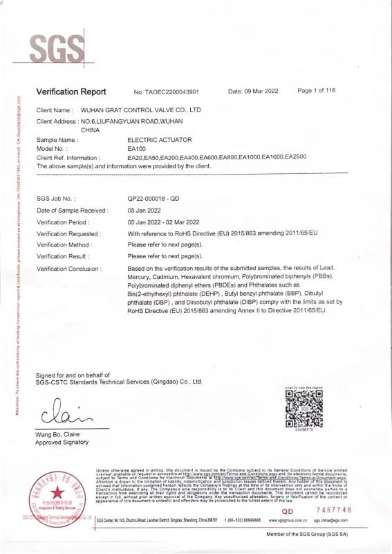 RoHS - Wuhan Grat Control Valve Co., Ltd.