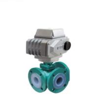 Quality Fluorine Dn80 Chemical Resistant Floating 3 Way Electric Ball Valve for sale
