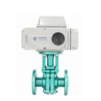 Quality Full Lined Ceramic Flanged Motorized Ball Valve For Acid Waste Water for sale