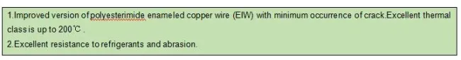 Class H Solderable Polyesterimide Enamelled Copper Wire