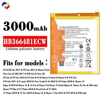 중국 원본 교체 배터리 HB366481ECW P20lite Huawei P9Llite Y6 2018 Y7 2018 3000mAh 3.82V 판매용