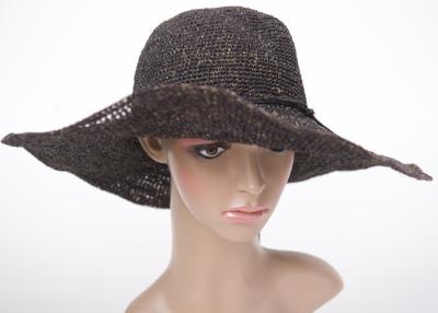 Cina Il cappello di Sun del bordo della rafia 12cm/cavo largamente Brimmed dell'oro lavora all'uncinetto il cappello delle signore in vendita