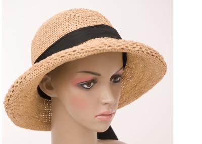 Cina Naturali beige lavorano all'uncinetto i cappelli di Sun della rafia/i cappelli flosci Sun della donna per svago della spiaggia in vendita
