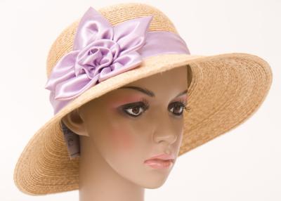 Cina cappelli di paglia delle donne beige del bordo di 9.5cm/cappelli di paglia porpora naturali per le donne in vendita