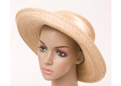 Cina Cappelli di Sun della paglia del bordo del cappello/9.5cm di Fedora della paglia delle donne beige per la spiaggia in vendita
