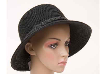 Cina Cappelli di paglia delle donne della treccia della paglia con spessore di 7mm, cappelli neri di Sun delle signore in vendita