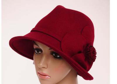 Cina Cappello rosso di Fedora del feltro della lana del fiore della primavera per le donne/i cappelli Fedora del feltro con il fiore in vendita