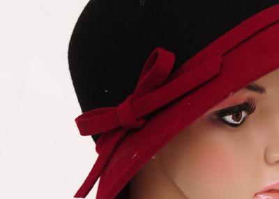 Cina la lana della chiesa nera di 58cm ha ritenuto il cappello di Fedora/cappello di feltro della lana per le donne con il bordo di 5cm in vendita