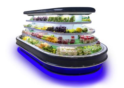 China Refrigerador de la exhibición de la bebida de la fruta de la lechería de Mini Round Island Open Refrigerator del supermercado en venta