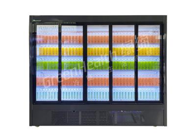 China Refrigerador que no engorda de la exhibición de Multideck de la longitud del OEM con la puerta deslizante en venta