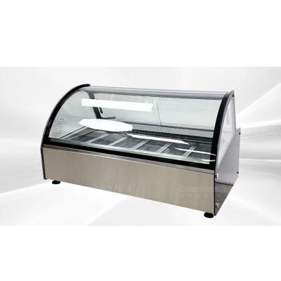 China Aço inoxidável Table Top Ice Cream Display Showcase Freezer Para Gelato à venda