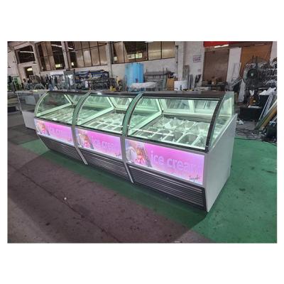 中国 商用 工場価格 高品質 曲げたガラス アイスクリーム ディスプレイ 冷蔵庫 販売のため