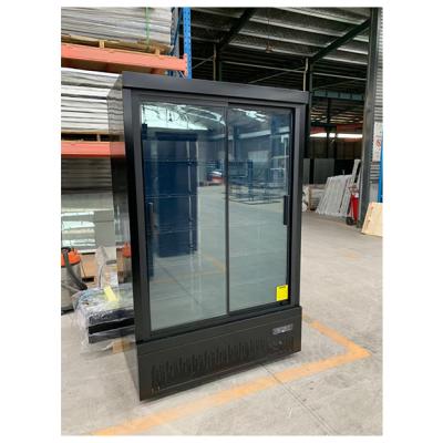 China Push Pull Type Multiple Glass Doors Supermarket Commercial Black Bottom Unit Refrigeration Display Freezer Refrigerator for sale