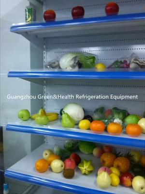 China Verstärkte Räder Frucht-Anzeige Multideck offener Kühler mit Nachtvorhang zu verkaufen