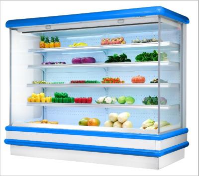 China Commercial Upright Showcase Display Multideck Open Chiller Supermarket Fruit Refrigerator for sale