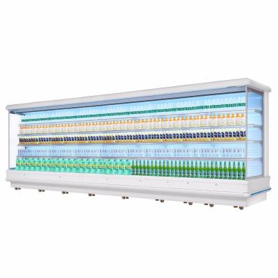 China Commercial Upright Showcase Display Multideck Open Chiller Supermarket Fruit Refrigerator for sale