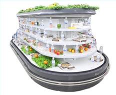 China Escaparate vertical de la exhibición de las verduras comerciales con mejores ventas del multideck con las ruedas para el refrigerador abierto del supermercado para el frui en venta