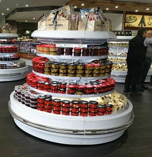 China Supermarket Hypermarket Color Steel Multideck Vertical Annular Open Chiller Showcase For Fresh Food Beverage Meat Dairy for sale